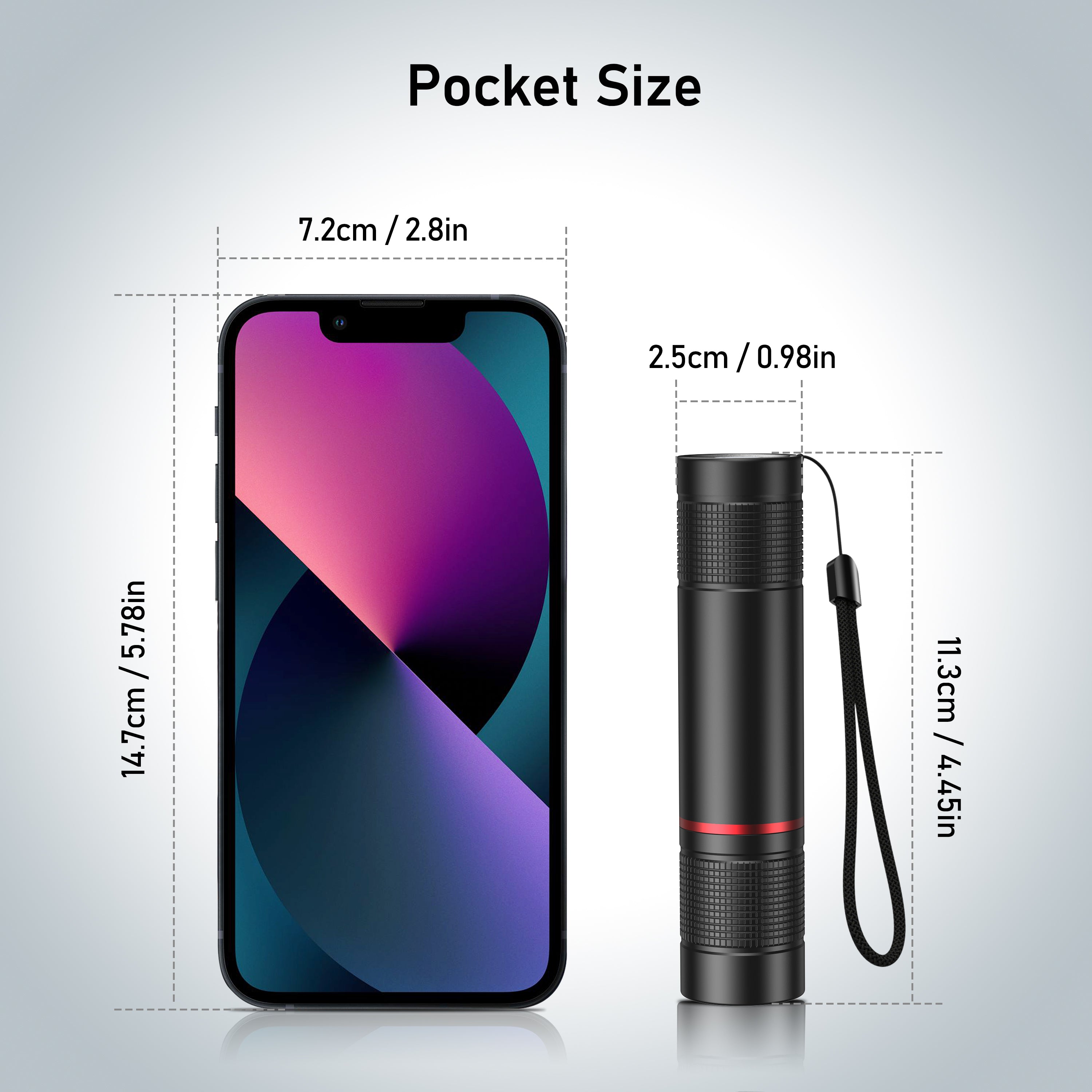 Blukar Waterproof Pocket Size LED Torch Rechargeable with Adjustable F