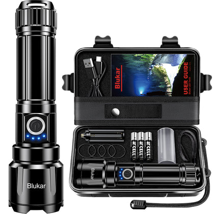 Blukar Super Bright LED Torch – 3 Color Temperatures, 5000mAh, Adjusta
